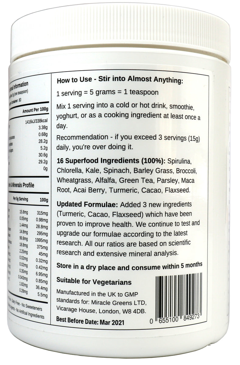 Super Greens Powder (400g) | For Detox and Energy | Miracle Greens ...