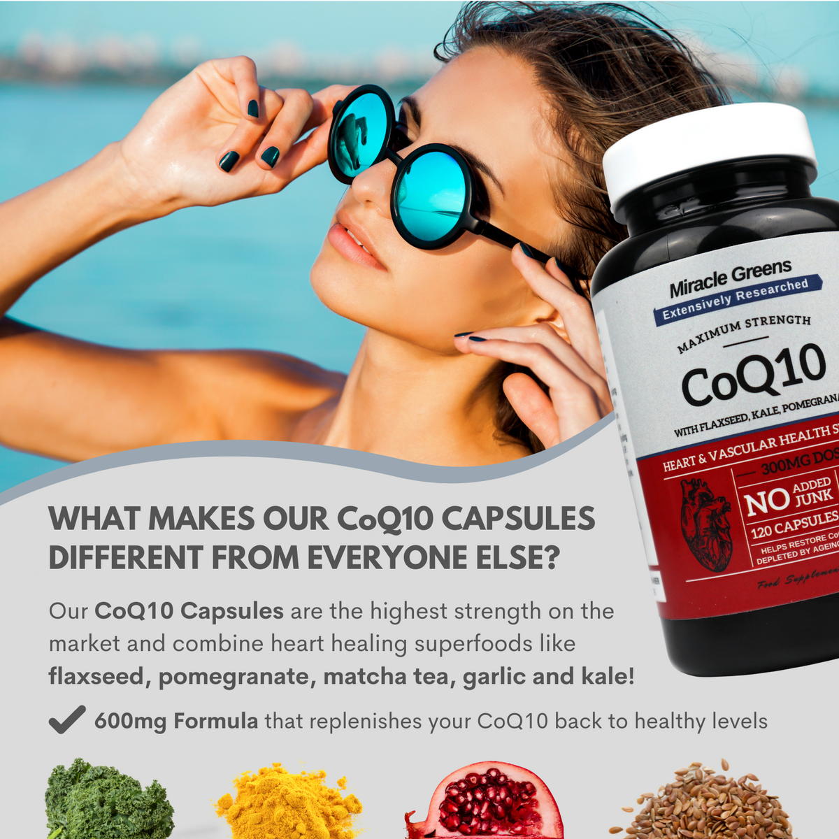 Powerful CoQ10 Complex - 300mg Max Strength, 120 Capsules | Boosted wi ...